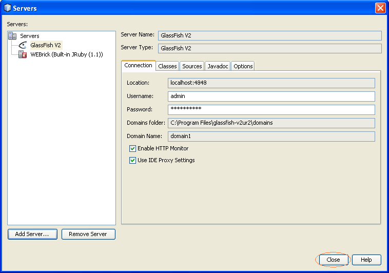 You have successfully registered GlassFish with NetBeans. Now on toinitializing a sample database.
